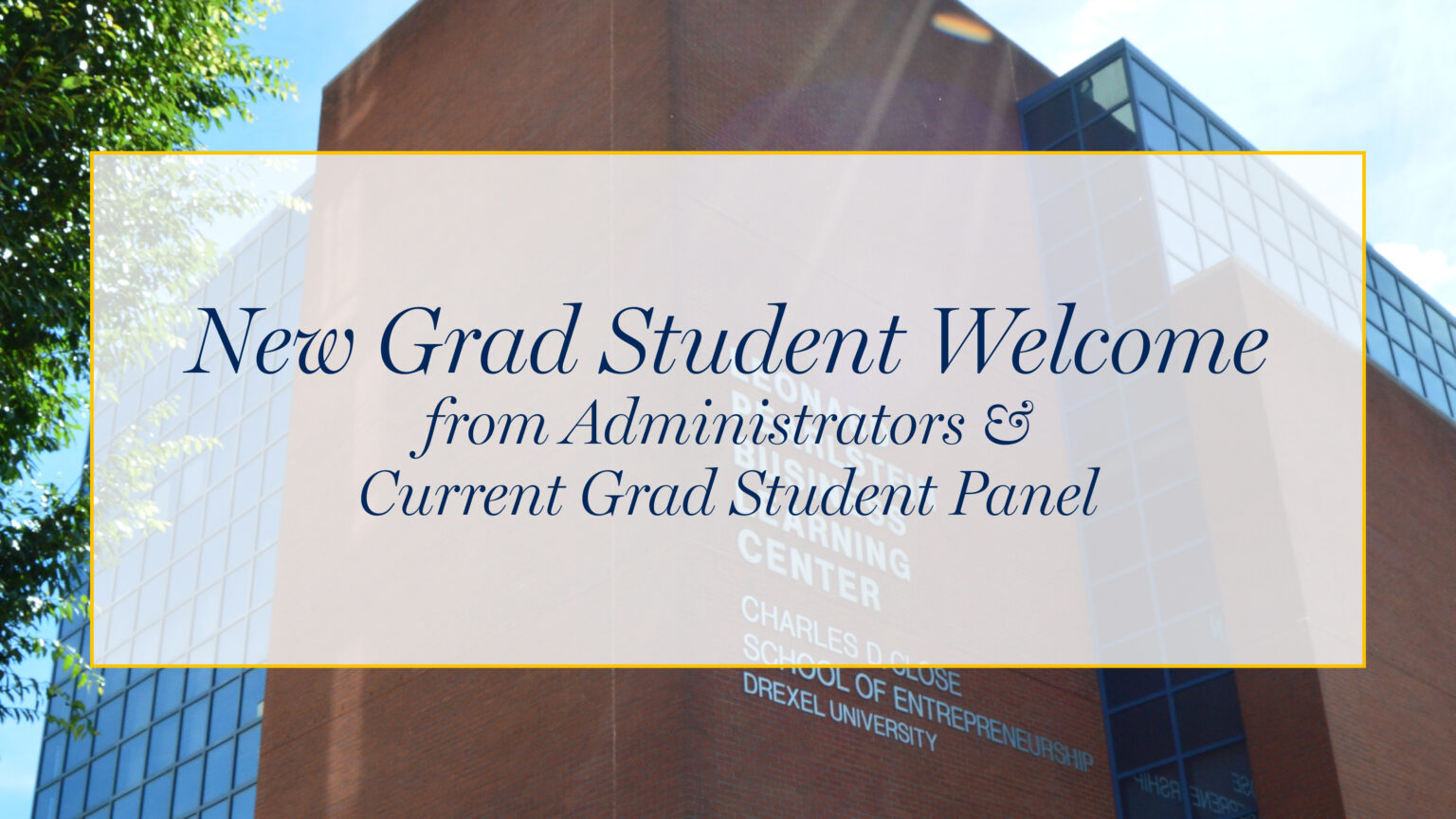 New Grad Student Welcome from Administrators & Current Grad Student ...